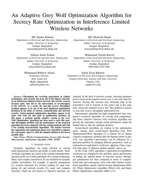an adaptive grey wolf optimization algorithm for secrecy rate