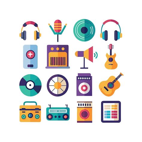 Premium Vector Music And Entertainment Icon Set Collection Vector