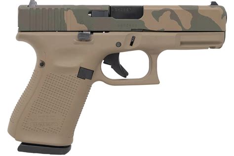 Glock Model 19 Gen5 9mm Pistol With Camo Slide And Fde Frame