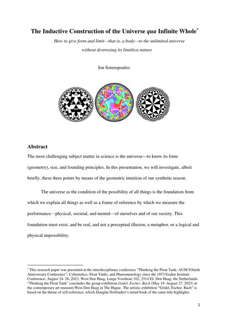 Pdf The Inductive Construction Of The Universe Qua Infinite Whole