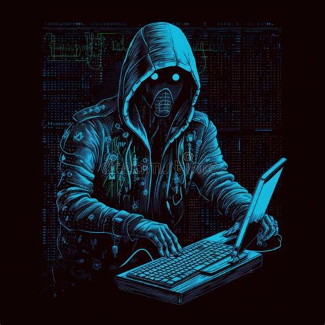 Image Of Computer Hacker In Ascii Style Generative Ai Stock