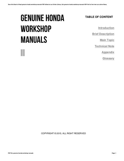 Genuine Honda Workshop Manuals