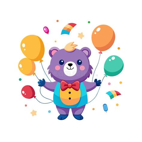 Whimsical Cartoon Character Of Bobby The Ballooning Bear Stock