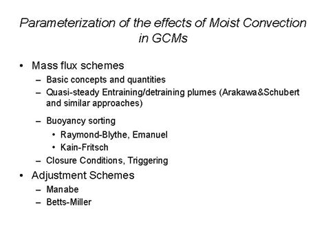 Parameterization In Largescale Atmospheric Modelling General Parameterization Problem