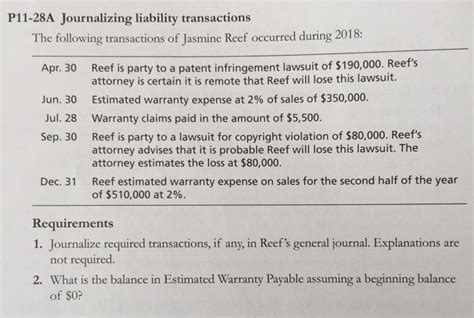 Solved P11 28a Journalizing Liability Transactions The