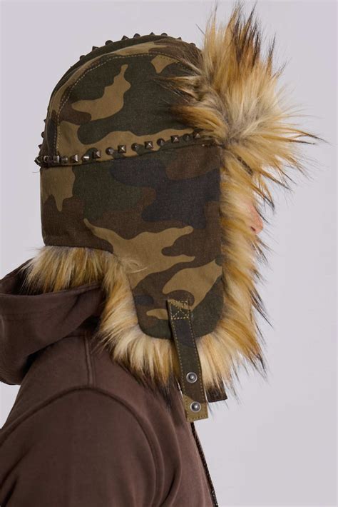 Washed Camo Trapper Hat Jaded London Clothing