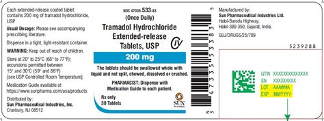 Dailymed Tramadol Hydrochloride Tablet Extended Release