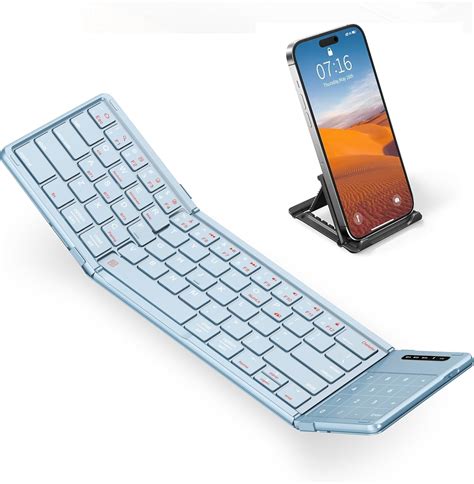 Foldable Bluetooth Keyboard Wireless Keyboard With Phone Holder With Sensitive Touchpad Numeric