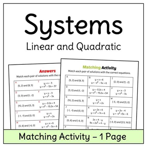 System Of Equations Linear And Quadratic Matching Activity By Hazel Learning System Of Equations Linear And Quadratic Matching Activity By Hazel Learning