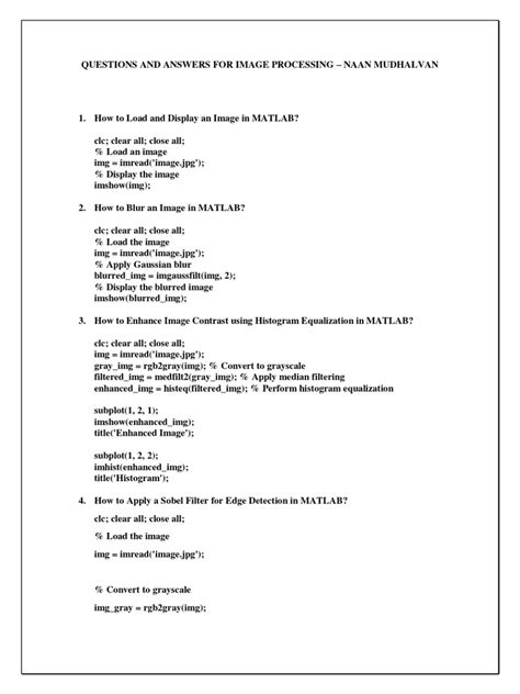 Questions And Answers For Image Processing Pdf Artificial Neural