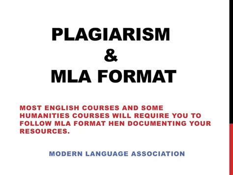 PPT Plagiarism MLA Format PowerPoint Presentation Free Download ID 1112677