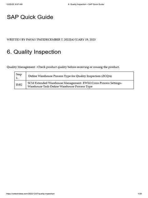 Quality Inspection Sap Quick Guide Pdf Version Control Warehouse