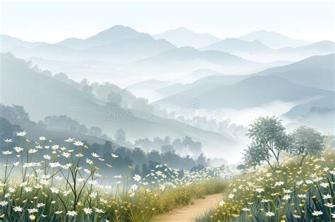 Misty Mountain Path Stock Illustration Illustration Of Scenery 335763750
