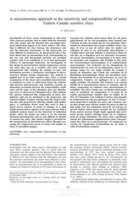 Pdf Microstructure And Compressibility Of Some Eastern Canada Sensitive Clays