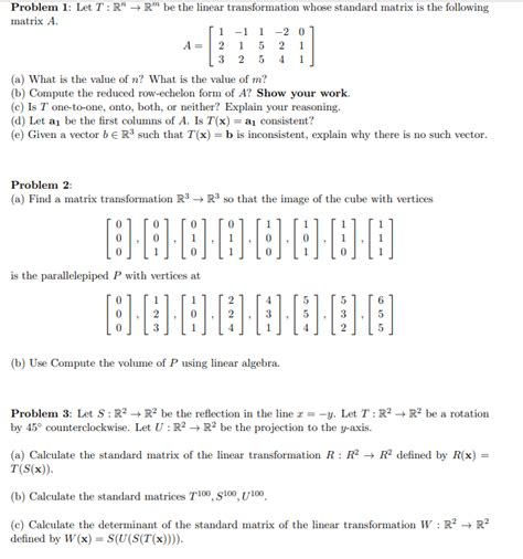 Solved Problem Let T R R Be The Linear Chegg Com