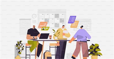 사무실에서 함께 일하는 사업가 팀 비즈니스 사람들 계획 회사 전략 팀워크 개념 수평 전체 길이 벡터 그림 벡터 Unsplash의 기술 이미지