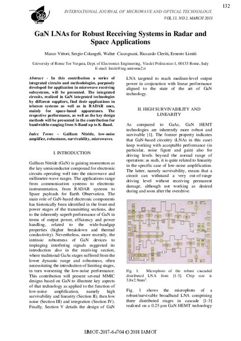 Pdf Gan Lnas For Robust Receiving Systems In Radar And Space