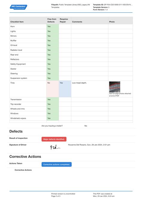Driver Vehicle Inspection Report Template Better Than Pdf