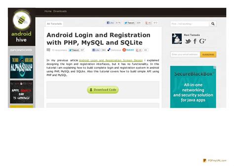 Pdf Androidhive Info 2012 01 Android Login And Registration With