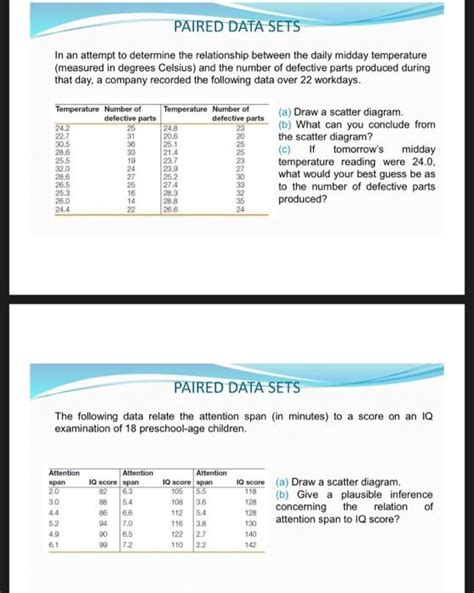 Solved PAIRED DATA SETS In An Attempt To Determine The Chegg Com