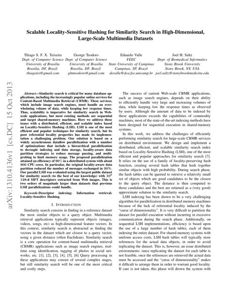 pdf scalable locality sensitive hashing for similarity search in high
