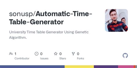 Github Sonuspautomatic Time Table Generator University Time Table