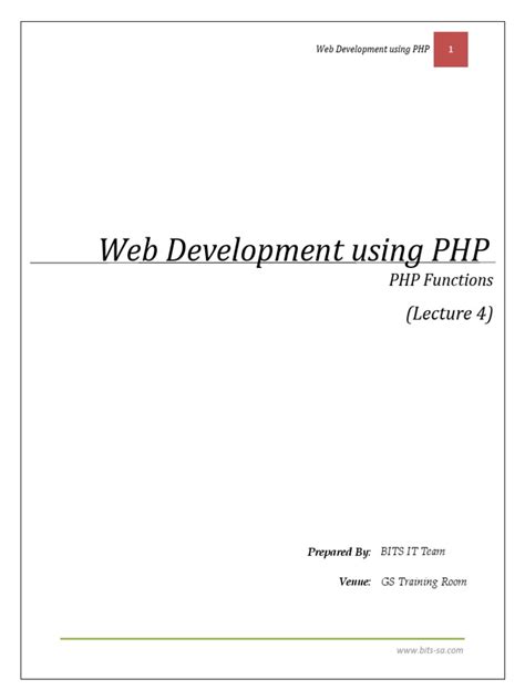 php training lecture 4 pdf php parameter computer programming