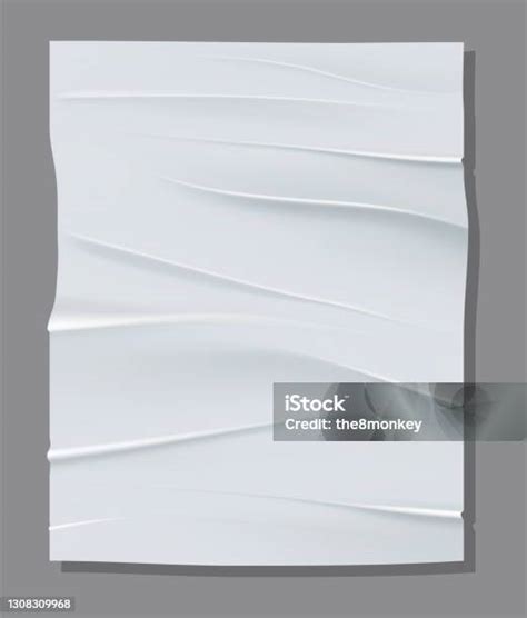 구겨진 종이의 현실적인 흰색 시트 벡터 포스터 모형 주름된 종이 질감의 벡터 일러스트레이션입니다 배경 템플릿 0명에 대한 스톡 벡터 아트 및 기타 이미지 Istock