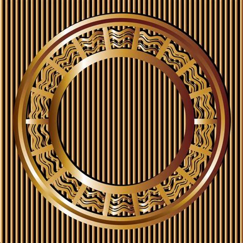 بشقاب طلایی با تزئینات قدیمی در زمینه طلایی زیور قاب دایره ای با روبان طلایی پس زمینه تیره زیور