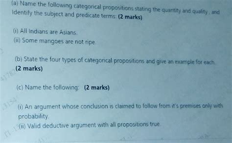 Solved A ﻿name The Following Categorical Propositions