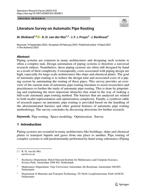 Literature Survey On Automatic Pipe Routing Download Free Pdf Mathematical Optimization