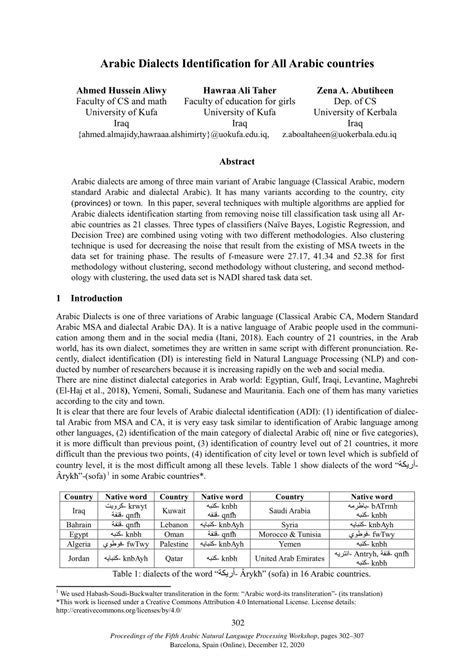 Pdf Arabic Dialects Identification For All Arabic Countries