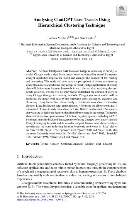 Pdf Analysing Chatgpt User Tweets Using Hierarchical Clustering Technique