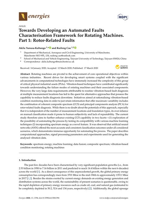 Pdf Towards Developing An Automated Faults Characterisation Framework For Rotating Machines