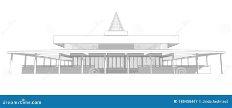 Illustration Of Building Design In Wireframe Stock Illustration Illustration Of Office