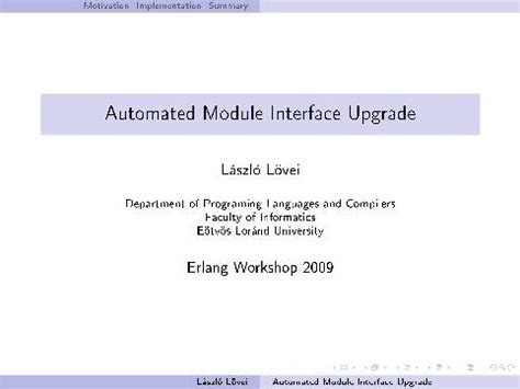 PDF Automated Module Interface Upgrade Erlang Factory DOKUMEN TIPS