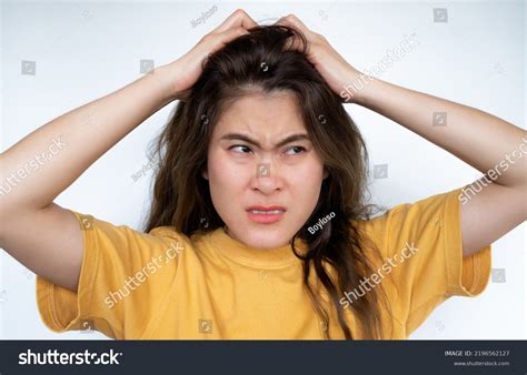 Asian Woman Scratching Her Scalp Caused Stock Photo 2196562127 Shutterstock