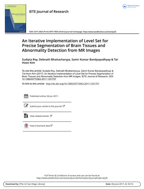 Pdf An Iterative Implementation Of Level Set For Precise Segmentation