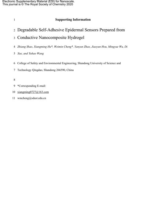 Pdf Degradable Self Adhesive Epidermal Sensors Prepared From