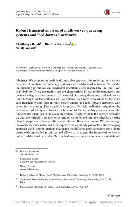 Robust Transient Analysis Of Multi Server Queueing Systems And Feed