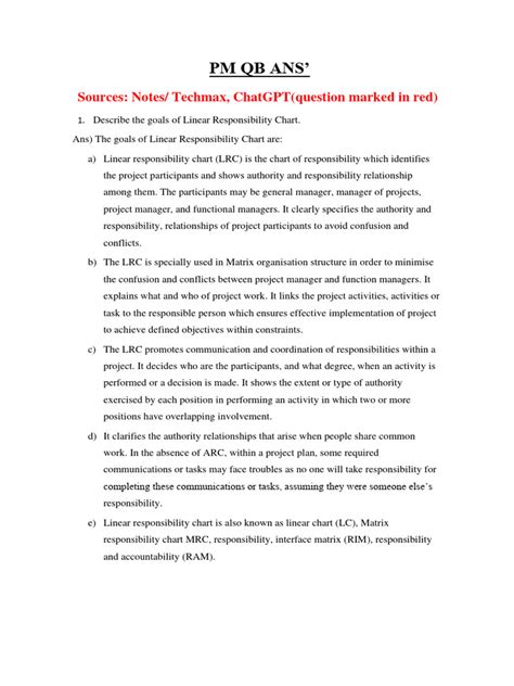 Pm Ia2 Practice Qb Ans Pdf Project Management Leadership