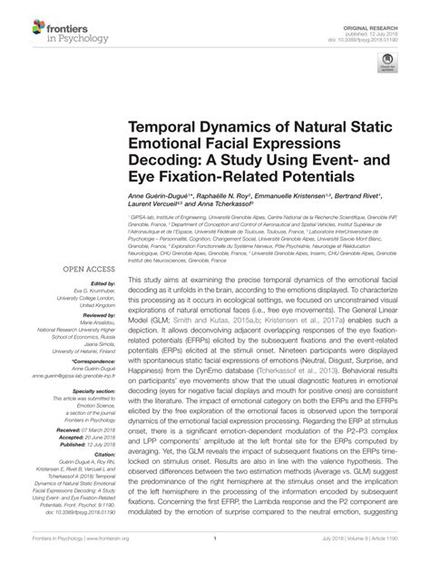 Pdf Temporal Dynamics Of Natural Static Emotional Facial Expressions