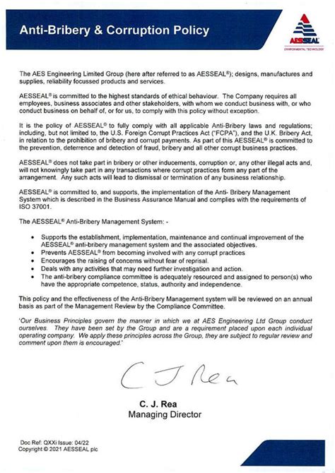 Anti Bribery And Corruption Policy