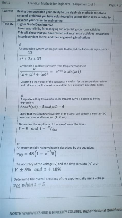 solved unit 1 analytical methods for engineers assignment 1