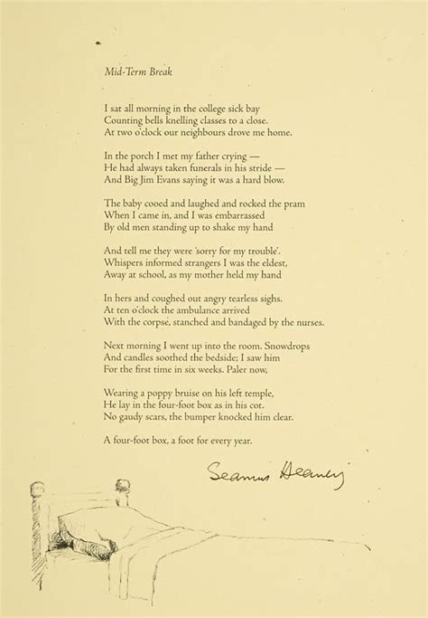 Lot 183 Midterm Break By Seamus Heaney 1939 2013 Morgan Odriscoll