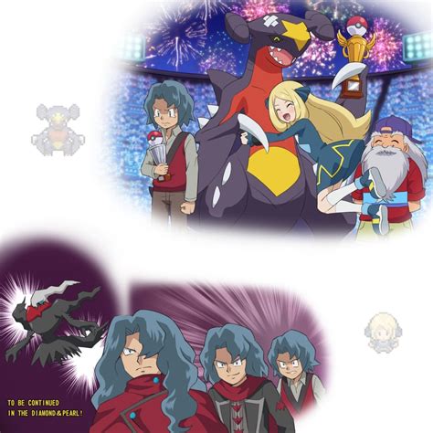Cynthia Garchomp Darkrai Tobias And Charles Goodshow Pokemon And 3 More Drawn By Pokemoa