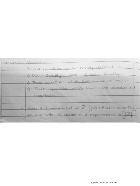 Physics Notes 11th Std Vectors Pdf