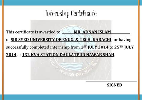 Internship Certificate Ppt