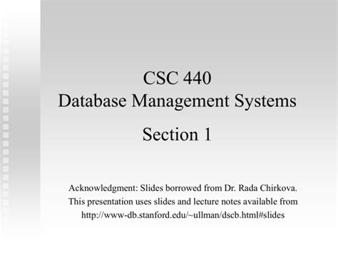 Database Management Systems Csc 440 Course Slides