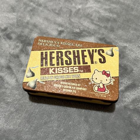 Vintage Hersheys Kisses X Hello Kitty Tin Can Metal Container Box Hobbies And Toys Memorabilia